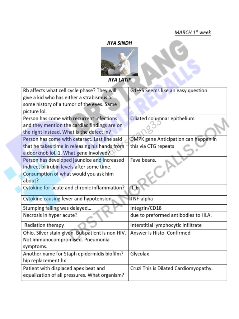 Usmle Recalls Step 1 2025 | PDF | Liver | Cancer