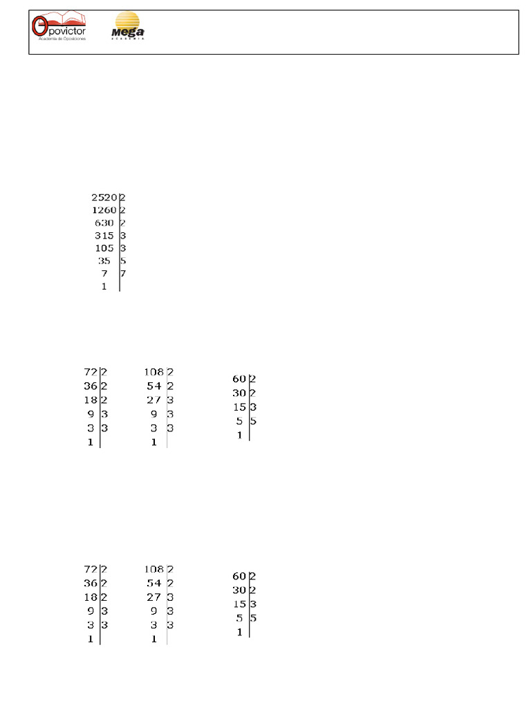 6 .- M íximo Com ¦n Divisor y m ¡nimo com ¦n multiplos A.VG.730.C1.730006 ( 08 enero 2016) | PDF ...