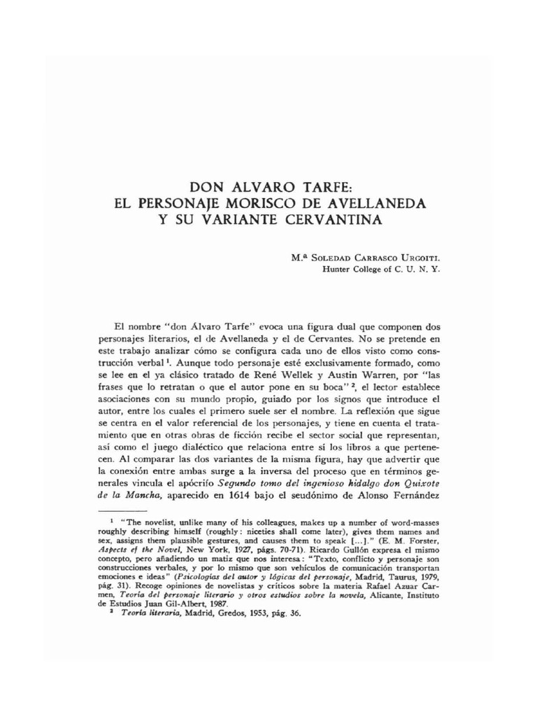 Don Álvaro Tarfe: Dualidad Literaria | PDF | Don Quijote | Miguel De ...