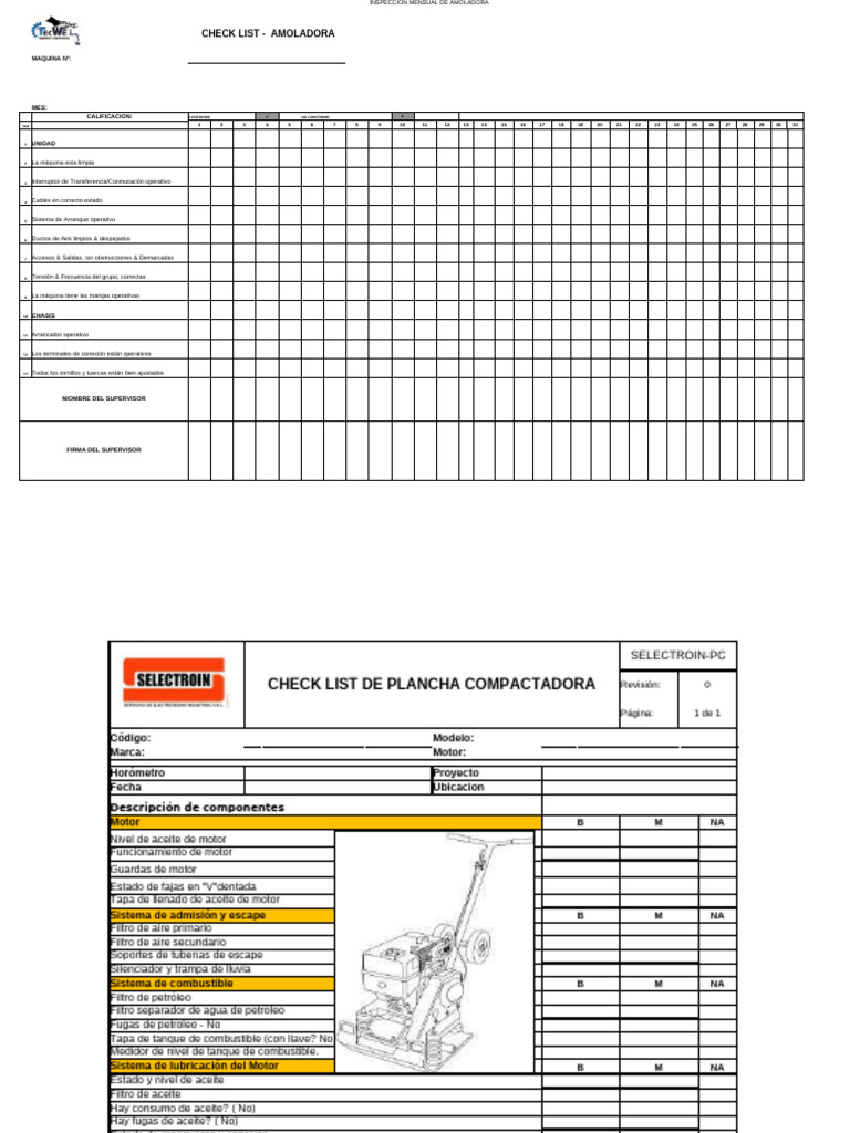 Check List Plancha Compactadora | PDF
