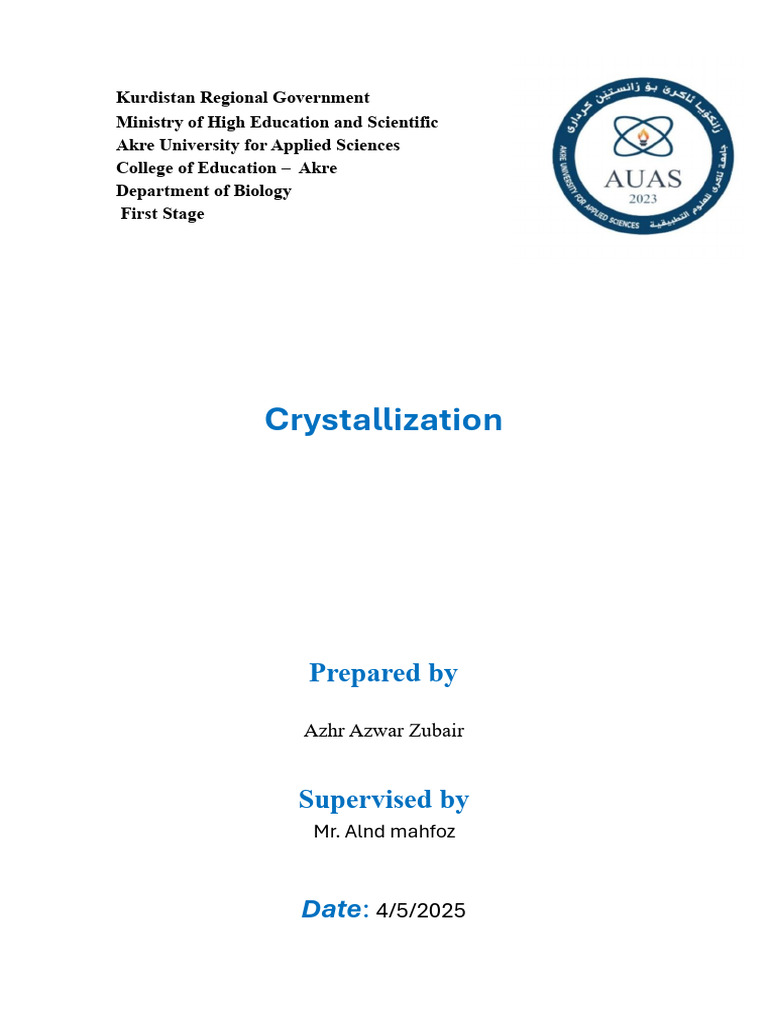Crystallization Study by Akre University | PDF