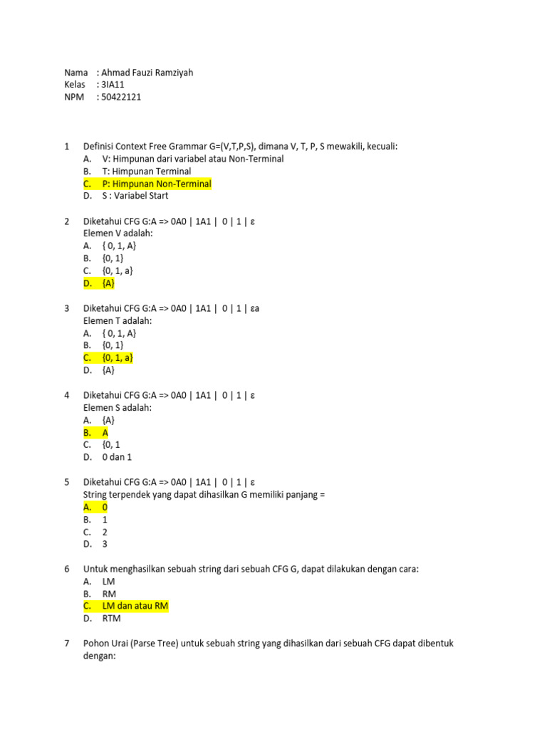 Soal Latihan CFG | PDF