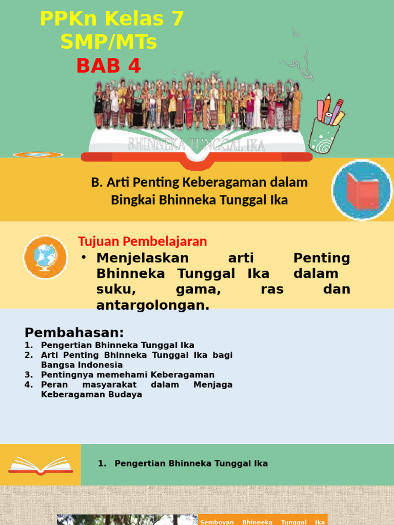 B. Arti Penting Keberagaman Dalam Bingkai Bhinneka Tunggal Ika BAB 4 Kelas 7 PPKN | PDF