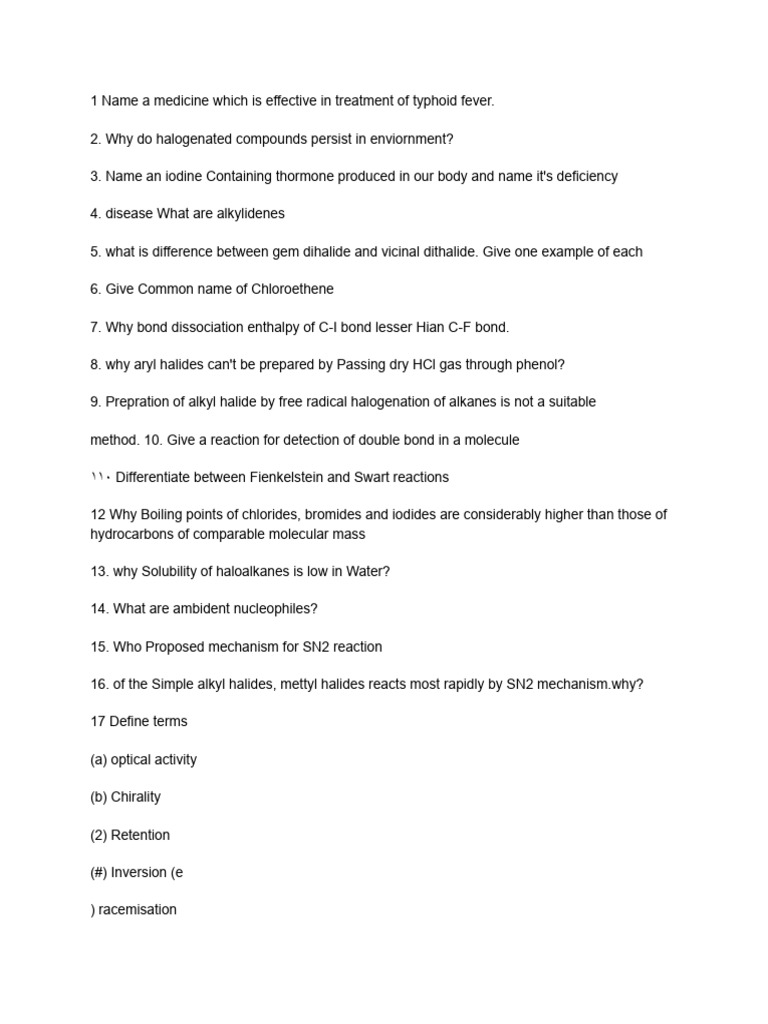 OBT - 1 Haloalkanes and Haloarenes | PDF