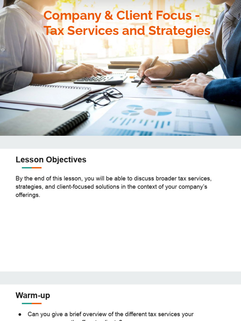 Company & Client Focus - Tax Services and Strategies | PDF | Taxes ...