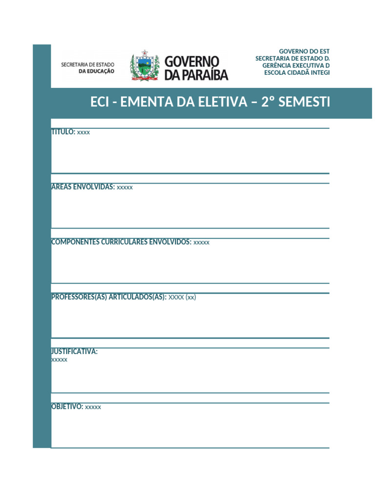 Modelo de Ementa para Eletiva | PDF