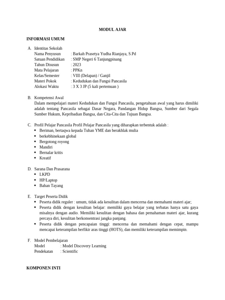 MODUL AJAR Bab 1 | PDF