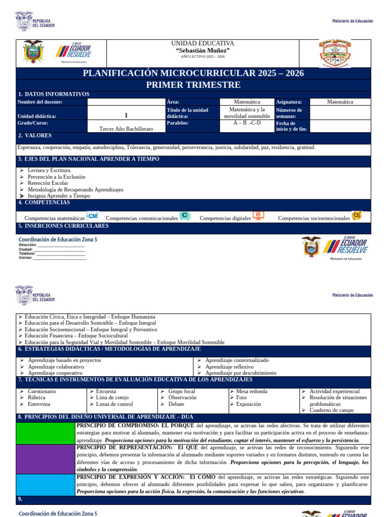 Planificacion Dua e Insercion Curricular | PDF | Aprendizaje | Evaluación