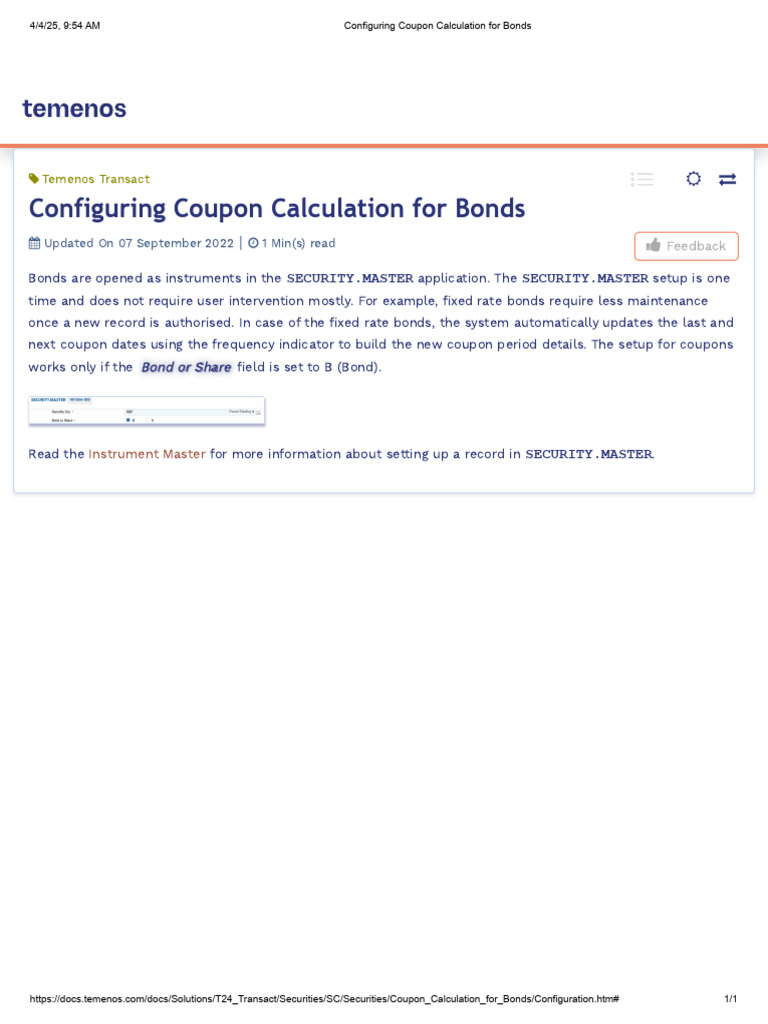 Configuring Coupon Calculation for Bonds | PDF