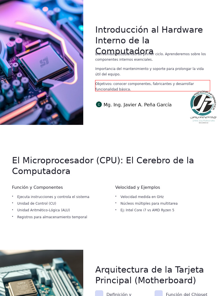 Introduccion Al Hardware Interno de La Computadora | PDF | Hardware de la computadora | Memoria ...