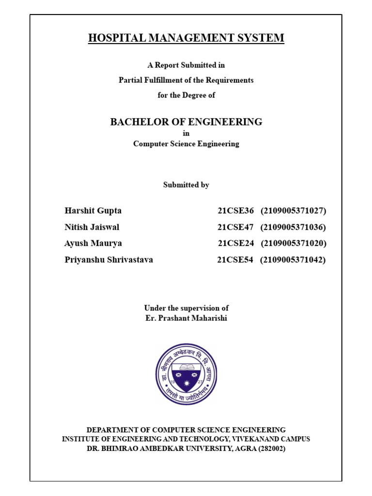 HMS Project Report Front Page | PDF