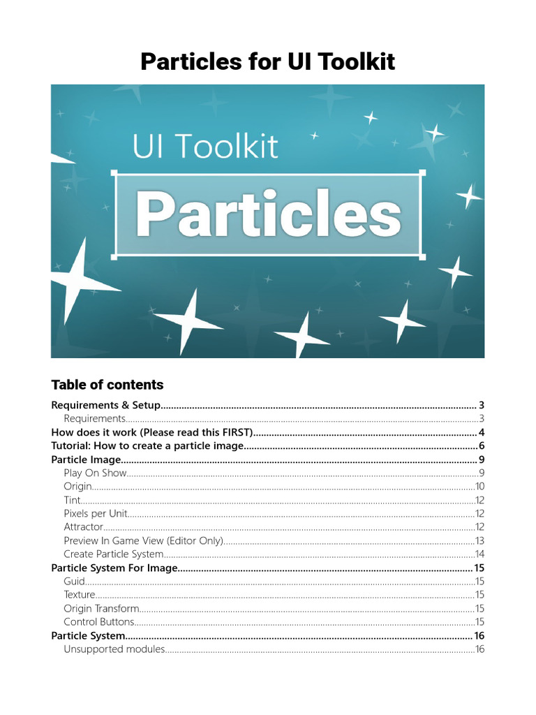 U I Toolkit Particles Manual | PDF | Texture Mapping | Rendering (Computer Graphics)
