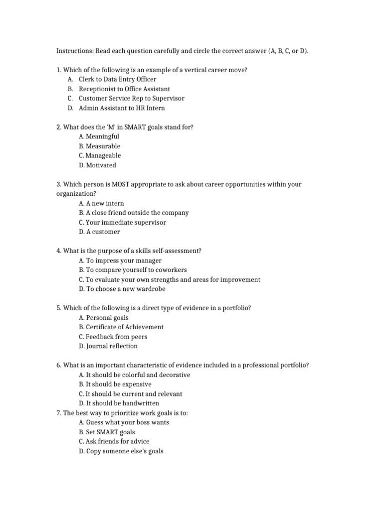 Career Development Quiz and Guide | PDF | Learning
