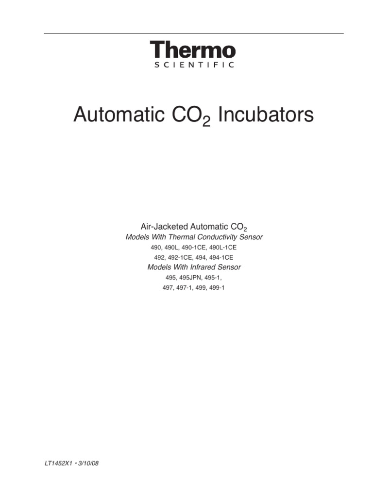 Operating Manual - CO2 Incubator (490-1CE) | PDF | Carbon Dioxide | Infrared