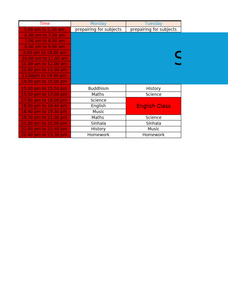 TIme Table (Action) | PDF