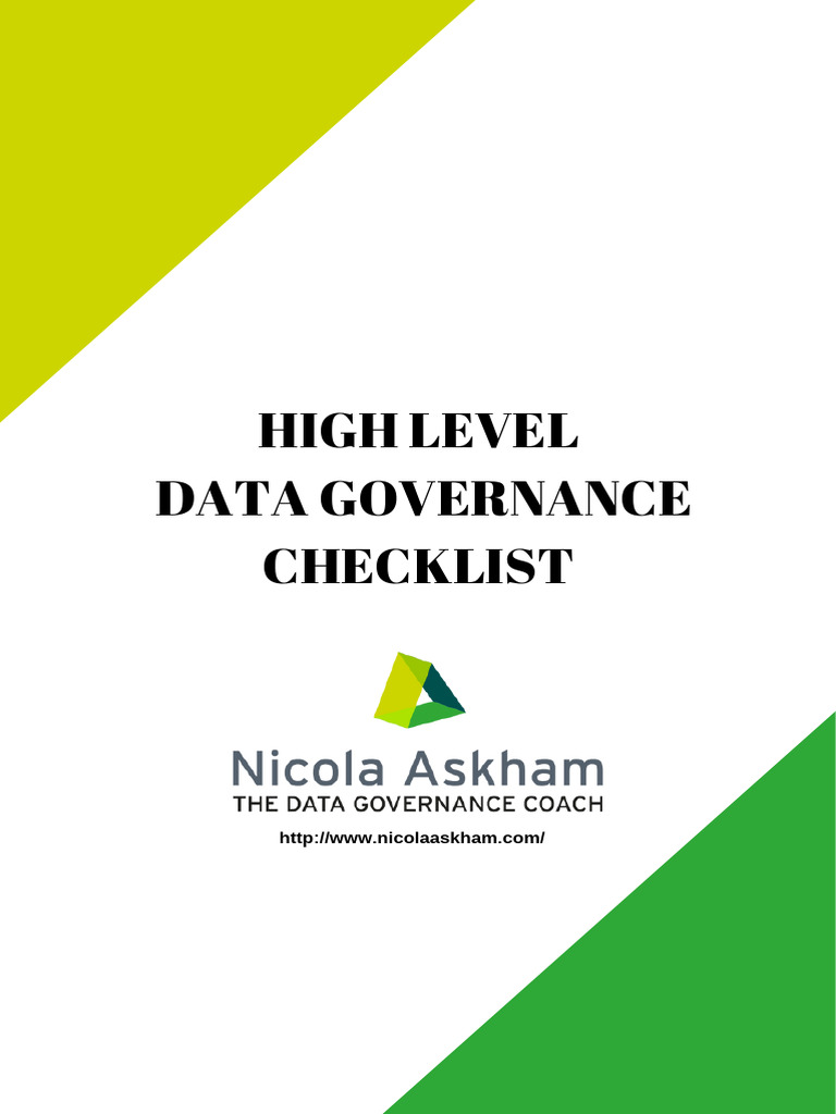 UPDATED DG Checklist Free Version | PDF | Governance | Data Quality