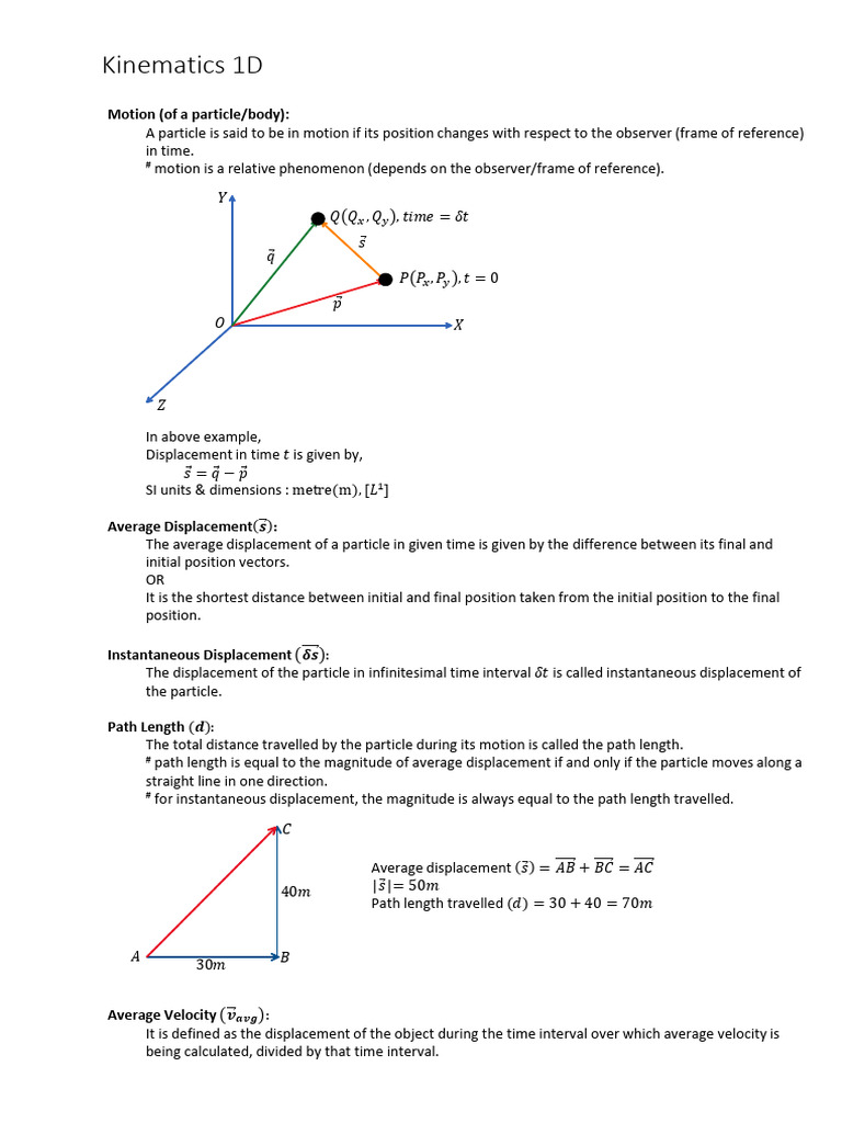 Kinematics 1D Page 1 and 2 | PDF | Velocity | Speed