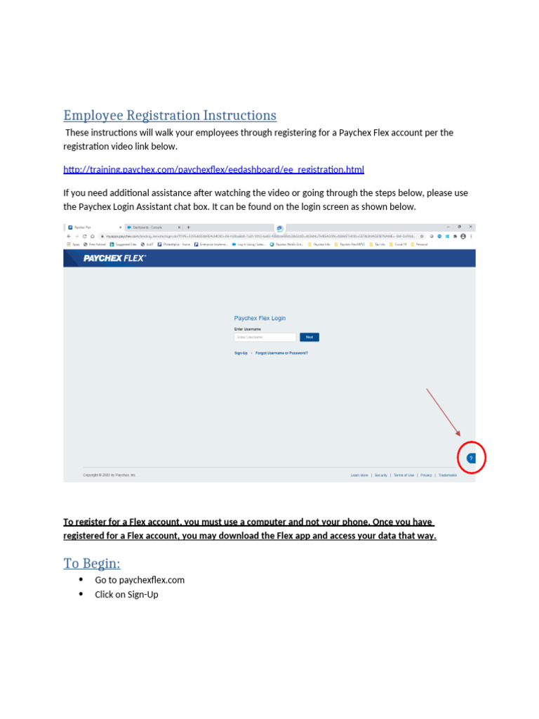 Paychex Flex Employee Registration Guide | PDF | Login | Computer Security