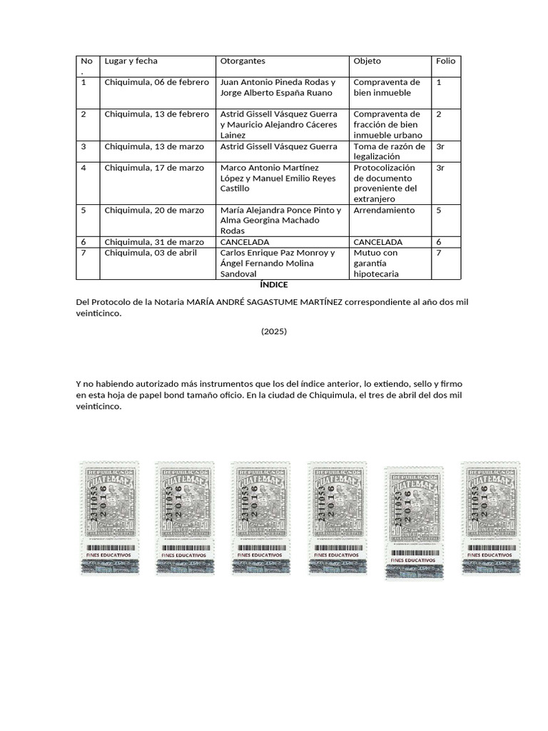 Índice de Protocolo | PDF