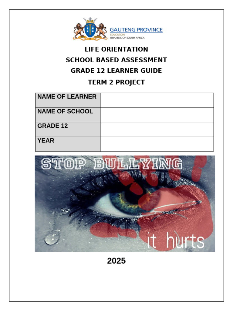 Grade 12 Project - Learner Guide 2025 | PDF | Cyberbullying | Bullying