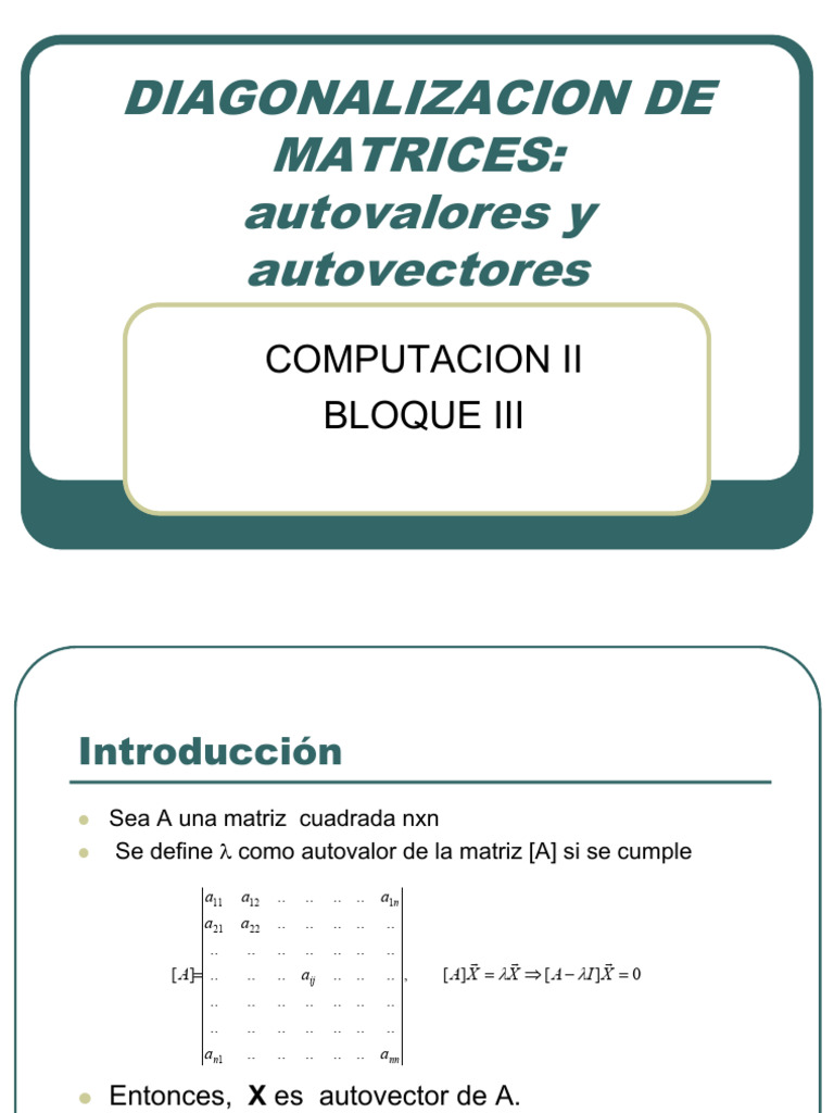 diagonalizacion_presentacion_clase | PDF | Valores propios y vectores propios | Matriz (Matemáticas)