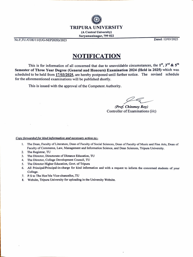 Notification of Cancellation Gen Hons | PDF