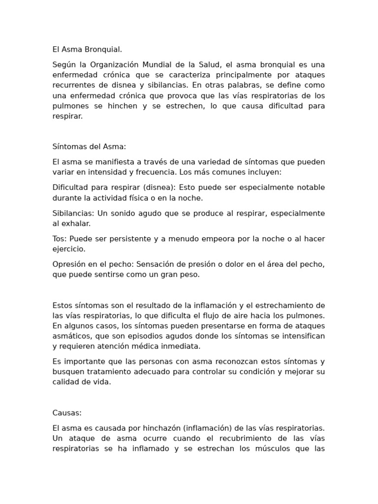 Información Básica Del Asma Bronquial | PDF | Asma | Enfermedades y ...