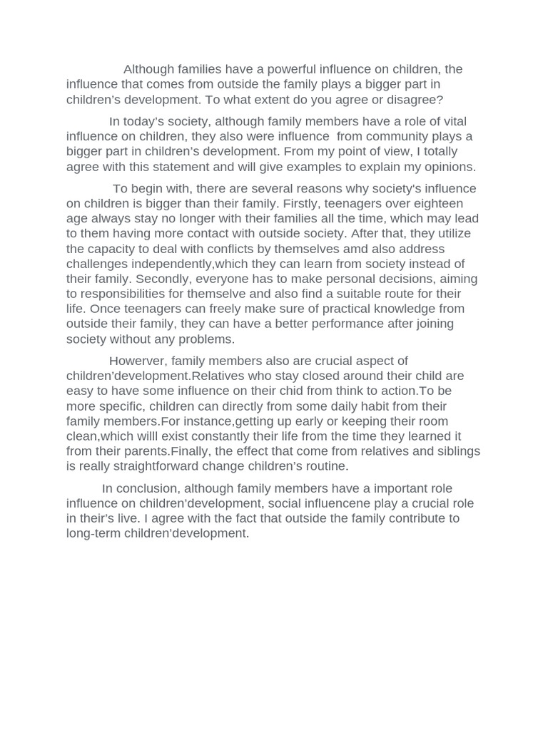 Although Families Have A Powerful Influence On Children | PDF