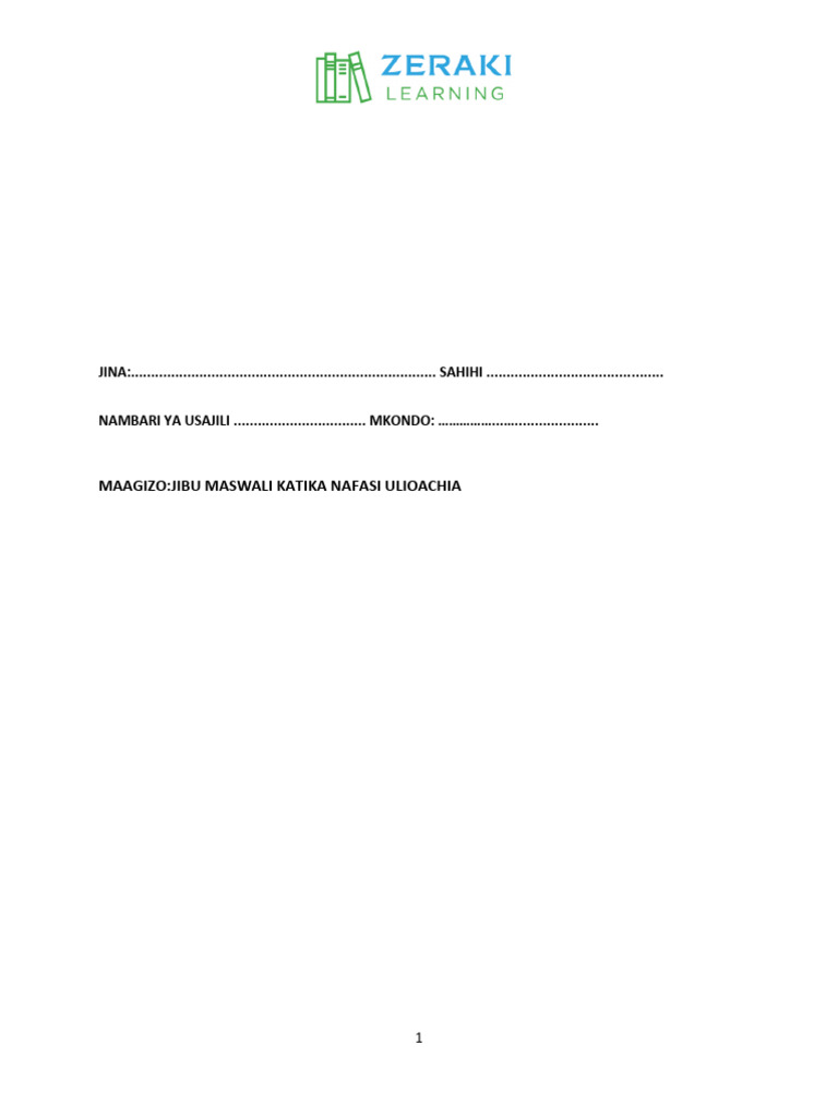 Kiswahili Form 4 Paper 2 Question Paper Zeraki Achievers 6.0 - June ...