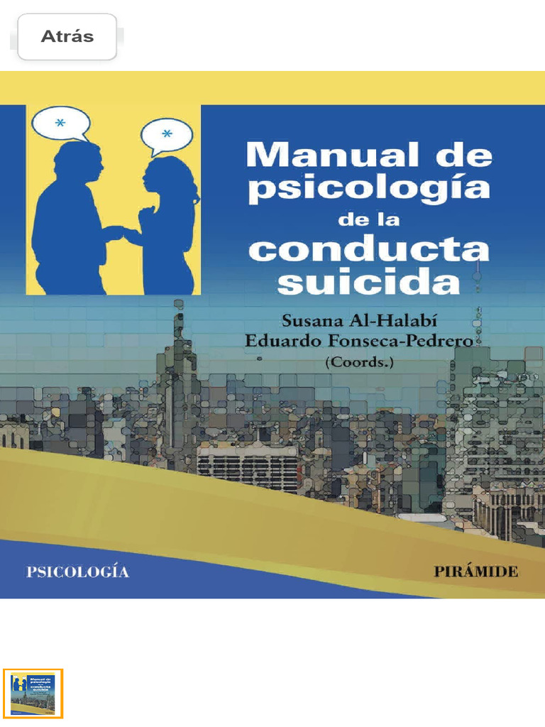 Manual De Psicología De La Conducta Suicida Al Halabí Susana Fonseca