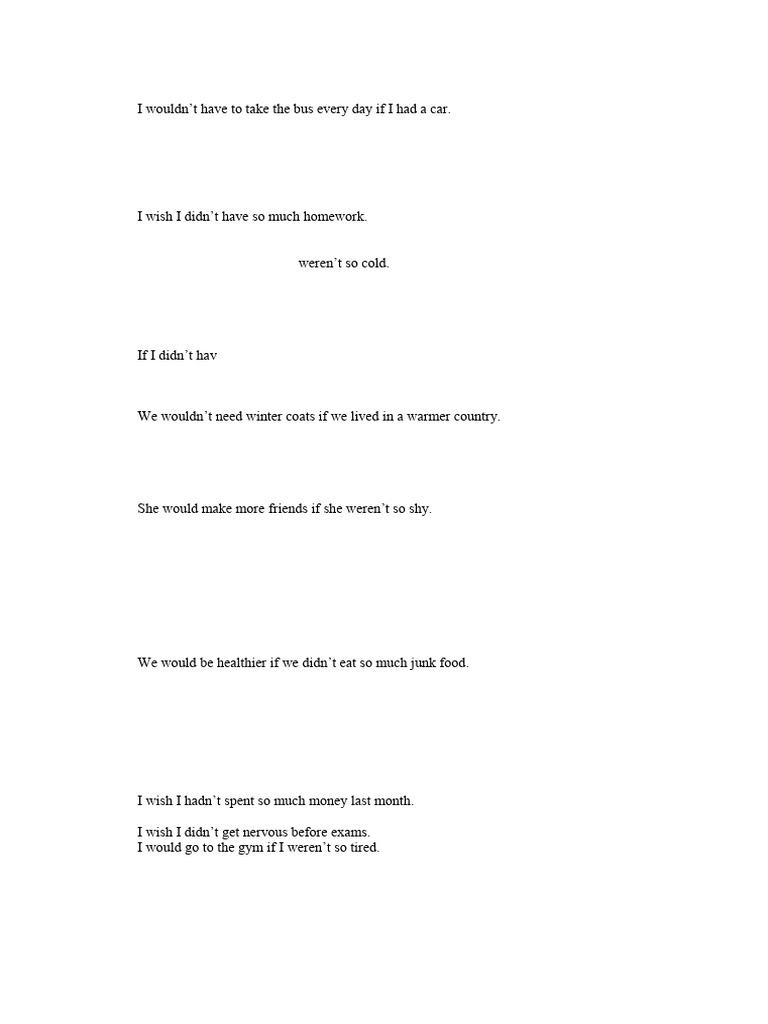 I Wish Type 2 Conditional | PDF