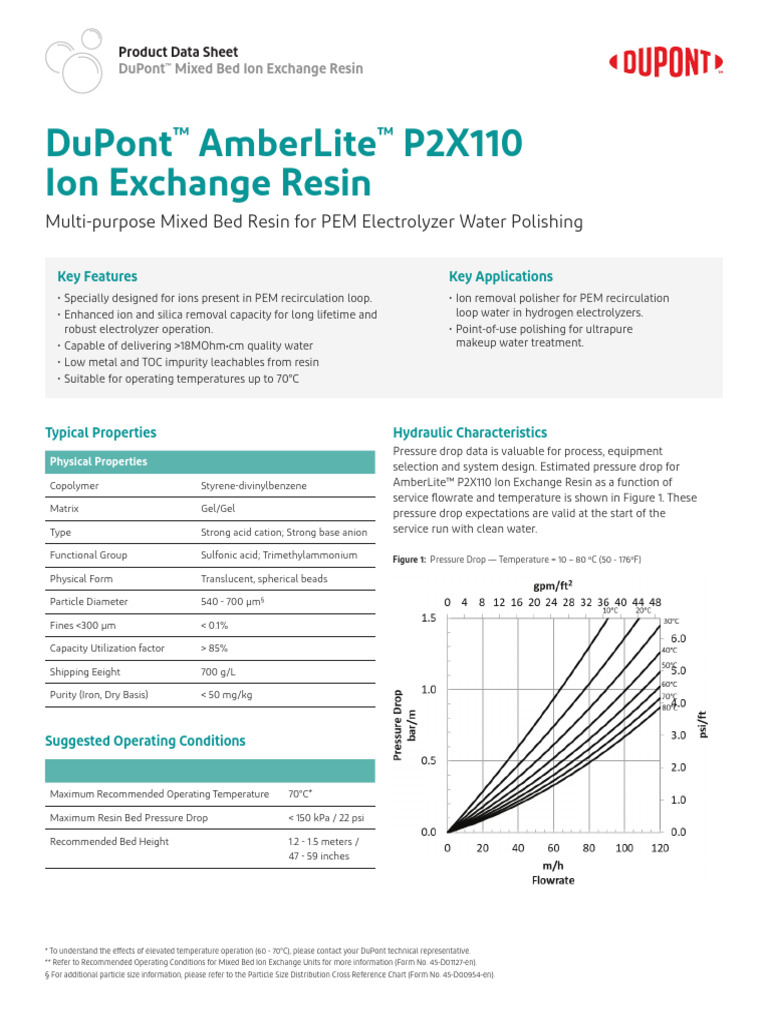 AmberLite™ P2X110 Ion Exchange Resin | PDF | Ion Exchange | Ion