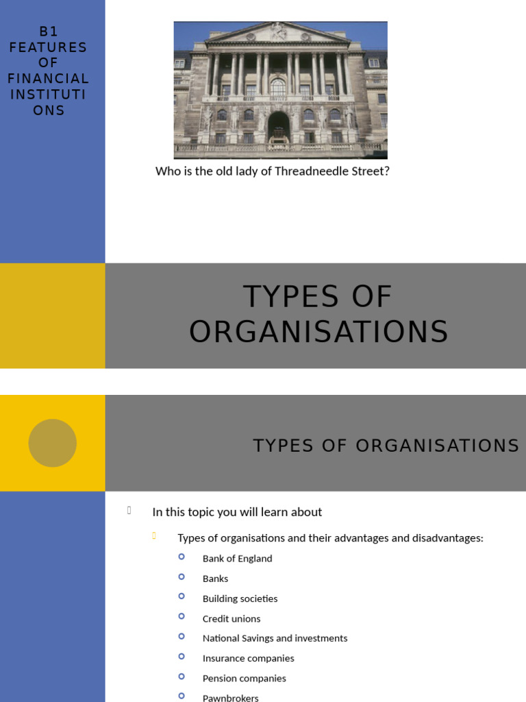 B1 Features of Financial Institutions | PDF | Banks | Insurance
