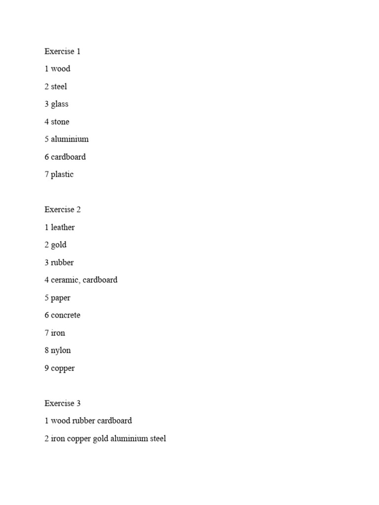 Materials and Shapes Exercise Guide | PDF