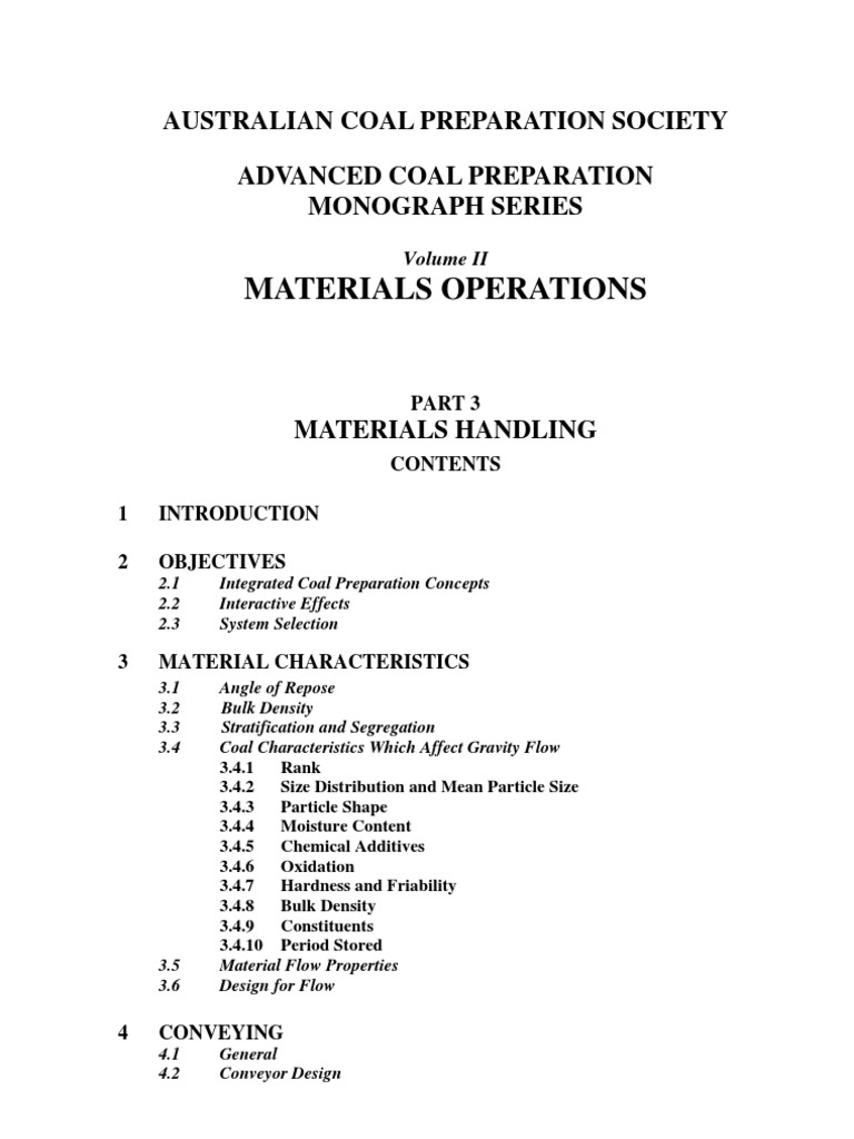 Material Handling-Contents Volume II | PDF | Mill (Grinding) | Sampling ...