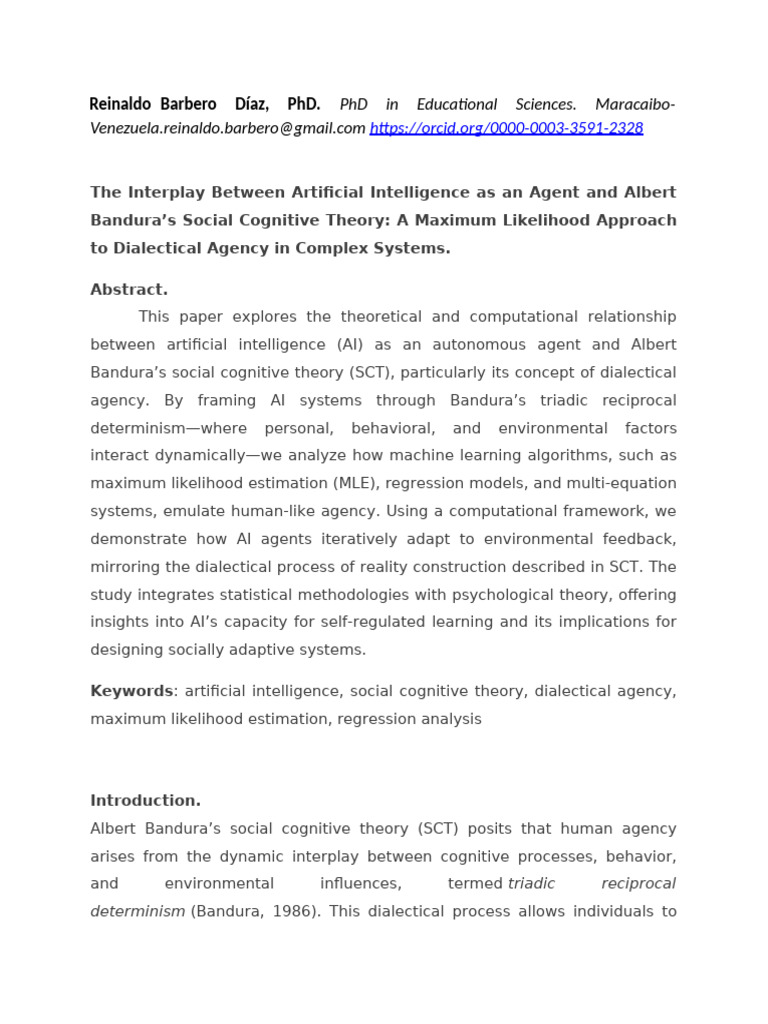 The Interplay Between Artificial Intelligence as an Agent and Albert Bandura’s Social Cognitive ...