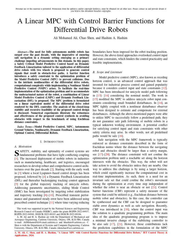 A Linear MPC With Control Barrier Functions For Differential Drive ...