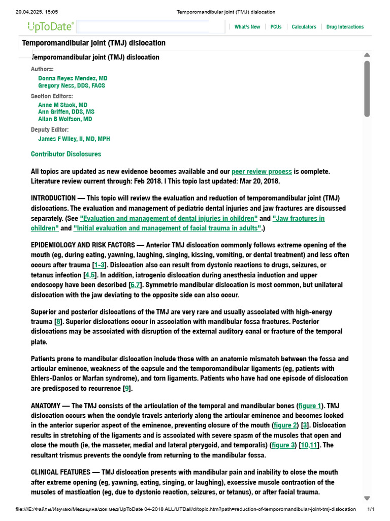 Temporomandibular Joint (TMJ) Dislocation | PDF | Diseases And ...