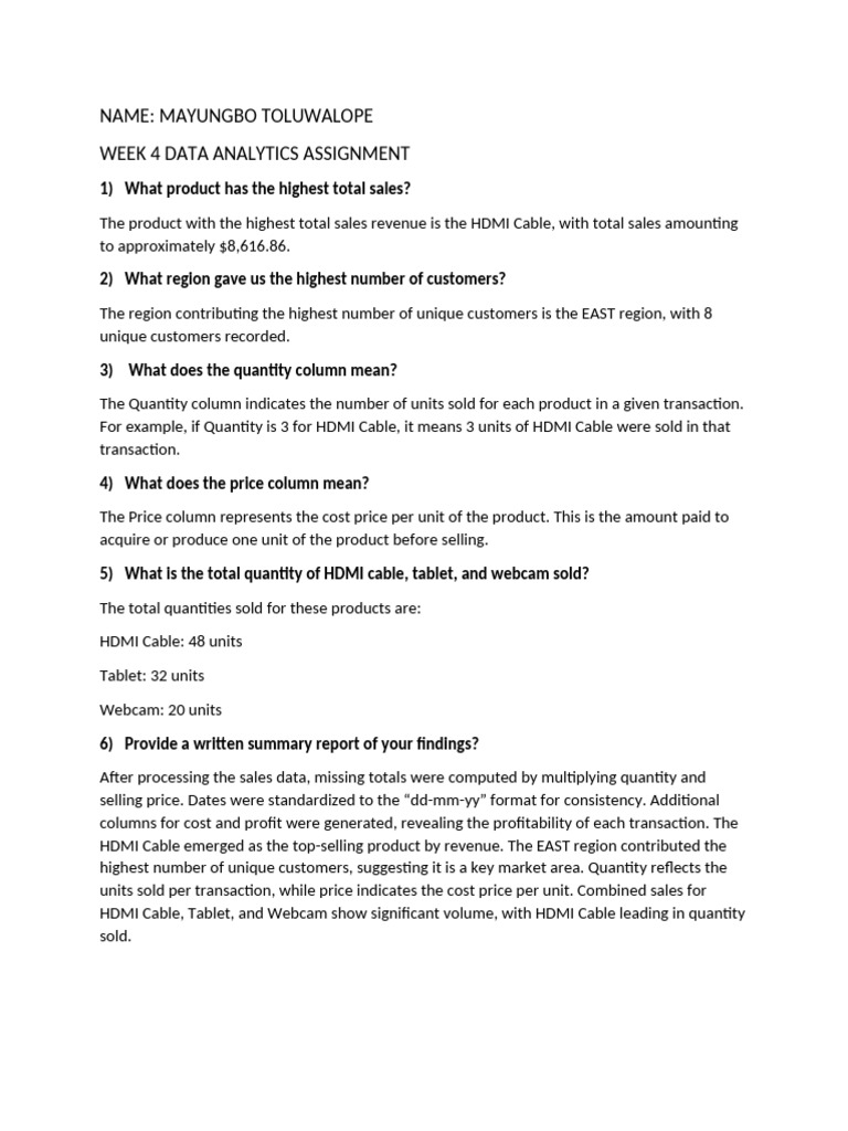 Data Analytics Assignments | PDF