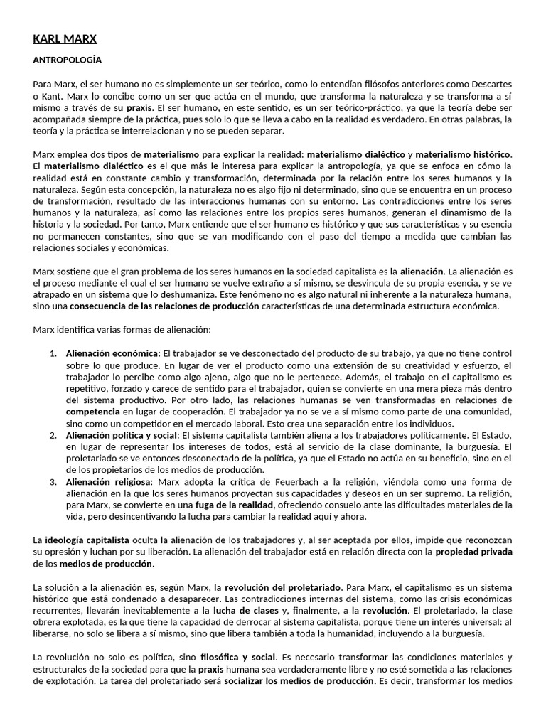 Karl Marx | PDF | La teoría de la alienación de Marx | Karl Marx