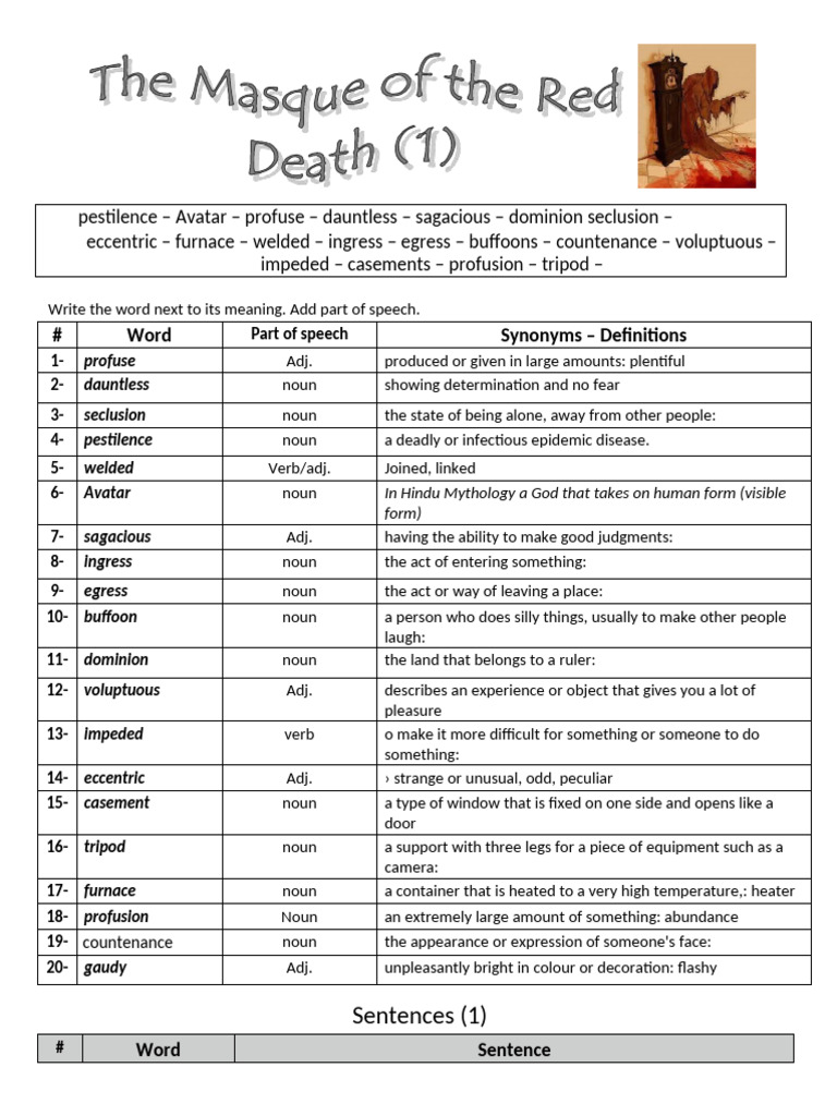 Vocab - The Masque of The Red Death | PDF