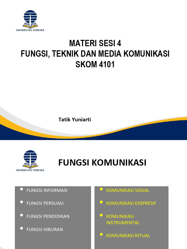 Materi Sesi 4 SKOM4101 Pengantar Ilmu Komunikasi | PDF
