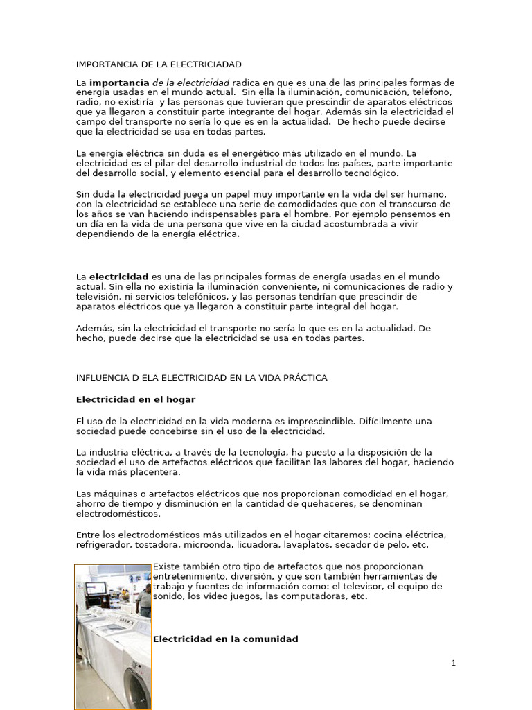 Importancia: de La Electricidad | PDF | Conductor electrico | Soldadura