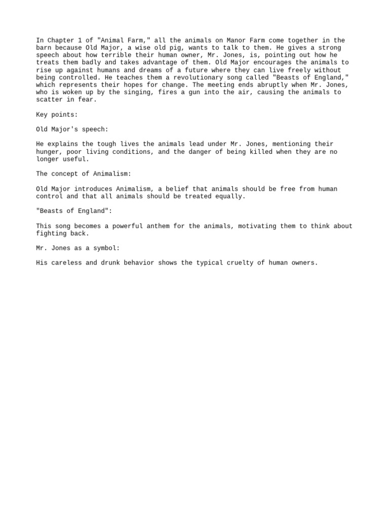 Chapter 1 of Animal Farm - 250224 - 123022 | PDF