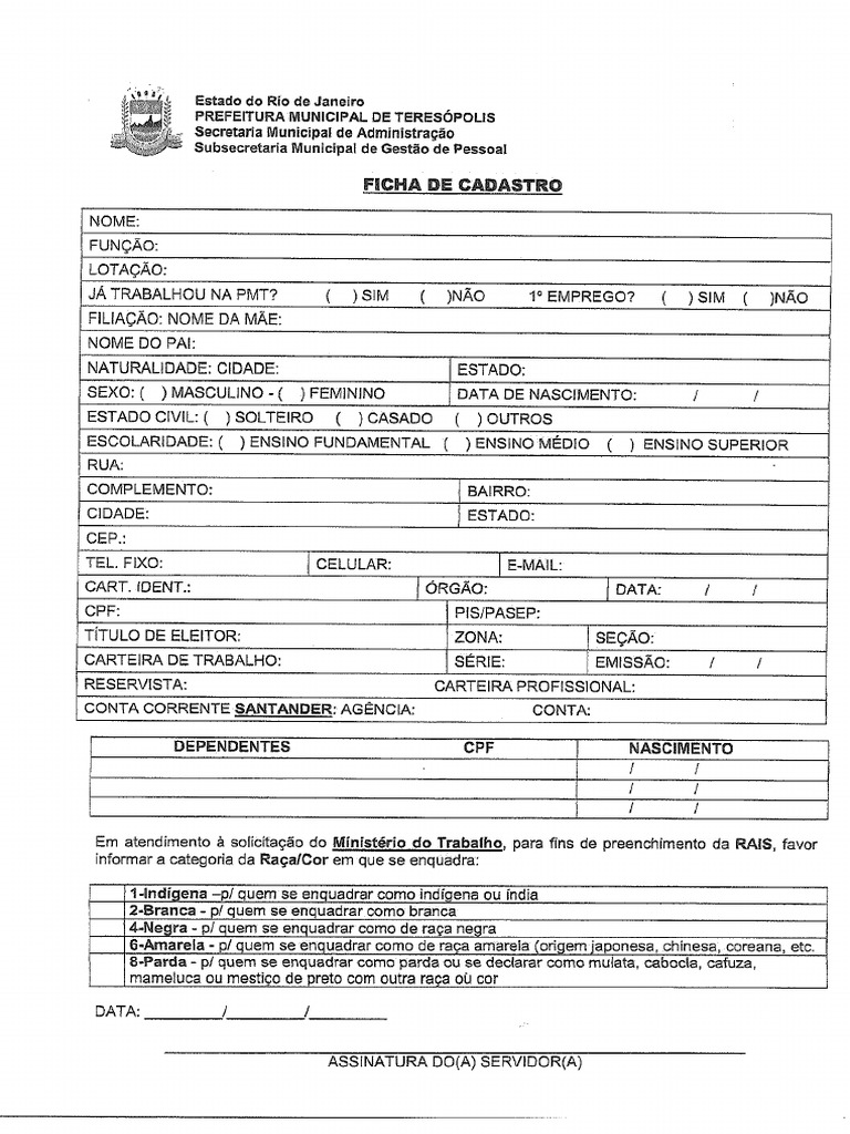 Ficha de Cadastro | PDF