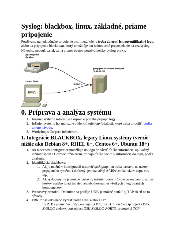 Syslog: Blackbox, Linux, Základné, Priame Pripojenie | PDF