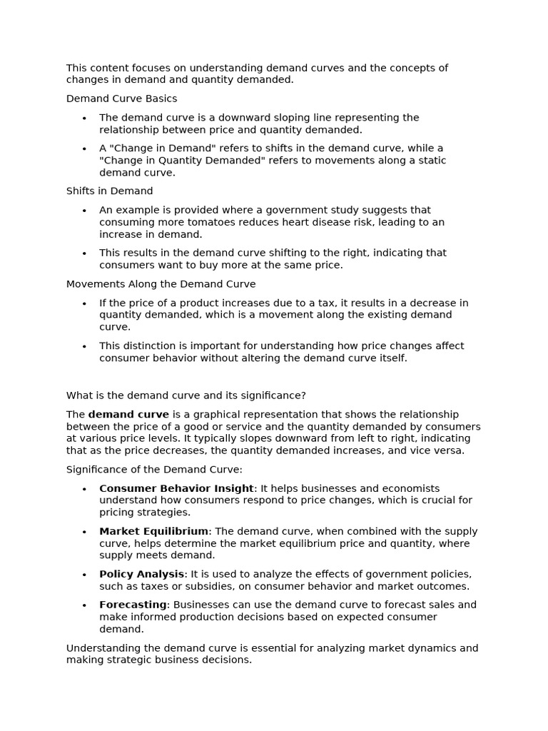 Movements Along vs. Shifts in the Demand Curve | PDF | Demand | Demand ...