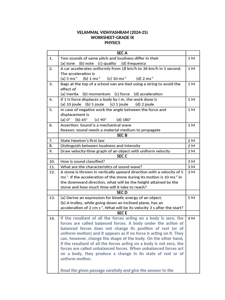 GR 9 Physics (Day 1) | PDF | Force | Sound