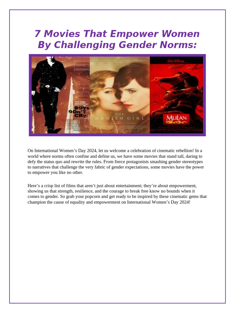 7 Movies That Empower Women by Challenging Gender Norms | PDF