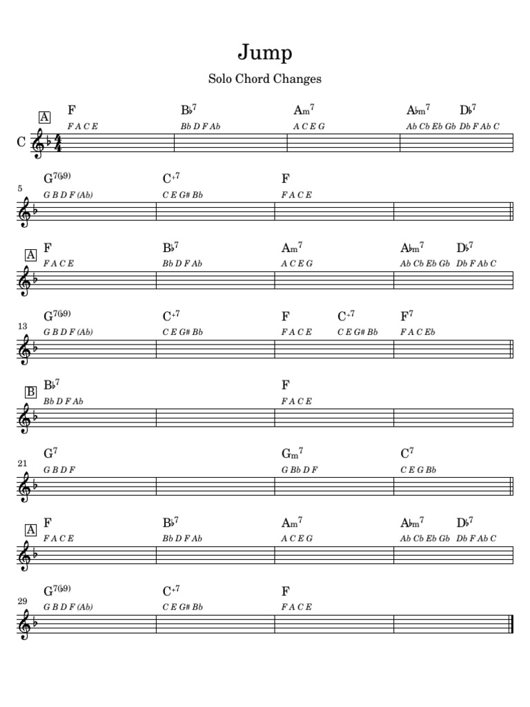 Jump Solo Chord Changes Guide | PDF